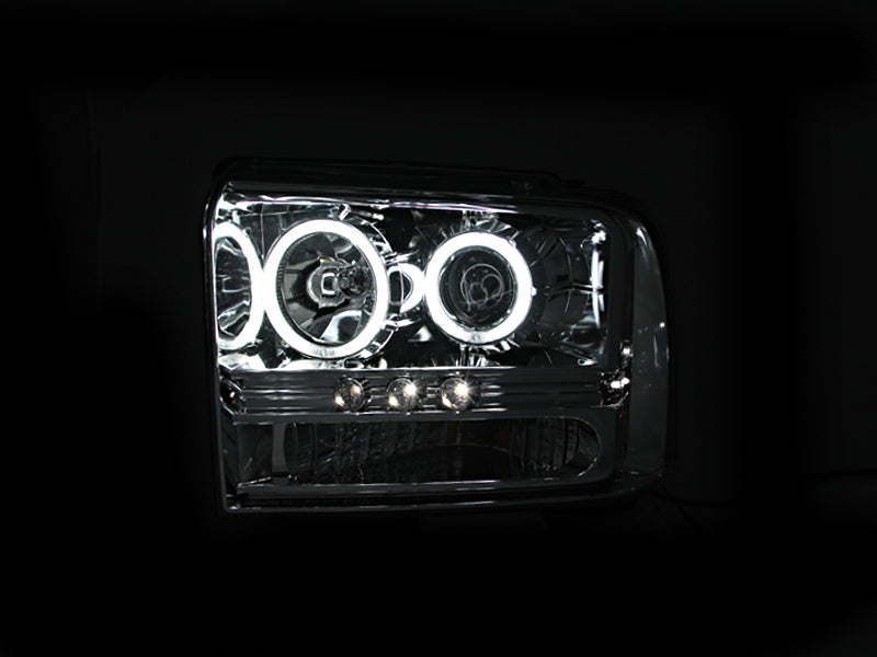 ANZO 2005-2007 Ford Excursion Projector Headlights w/ Halo Chrome w/ L ...